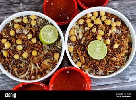 Egyptian Cuisine Of Koshary A Popular Street Food Made Of Rice