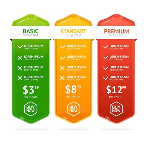 Premium Vector Pricing List Interface For The Site Vector Illustration