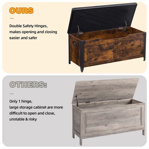 Eastvita Storage Chest Wooden Storage Trunk Storage Bench With Safety Hinge And Lift Top