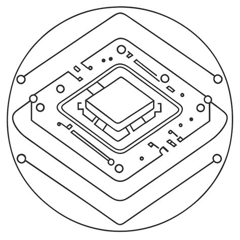 Square Computer Chip Vector Illustration Line Art Premium Ai Generated Vector