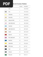 Roblox Color Codes And Values Guide Pdf Grey Color