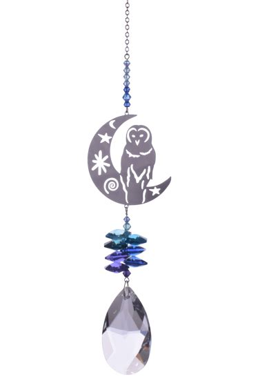Large Crystal Fantasy Barn Owl Hanging Swarovski Suncatcher Design 24