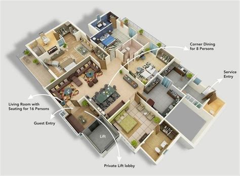 50 Four “4” Bedroom Apartment House Plans Architecture And Design