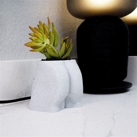 Marble Male Body Pot Muscle Butt Planter 5 Inch 3d Printed Planter