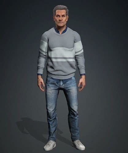 Old Man Cgi 3d Model Animated Rigged Cgtrader