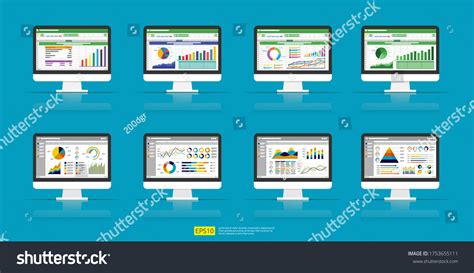 Web Statistics Analytic Charts On Computer Stock Vector Royalty Free