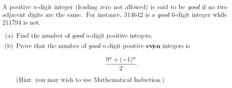 Solved A Positive N Digit Integer Leading Zero Not Allowed