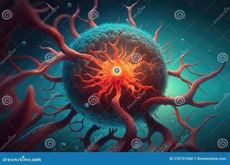 Imaginary Astrocyte Glial Cell Or Large Centient Neuron Close Up 3d