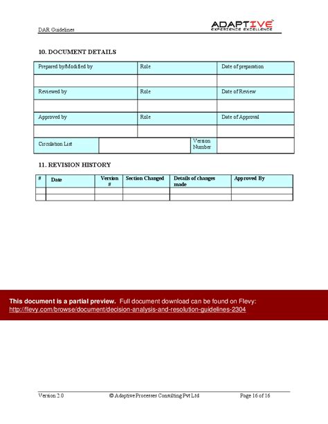 Decision Analysis And Resolution Guidelines Word Template
