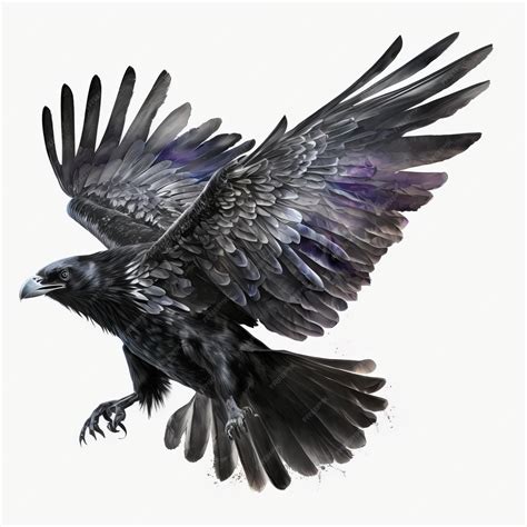 Premium Photo Raven Spread Its Wings Fly On A Black And White