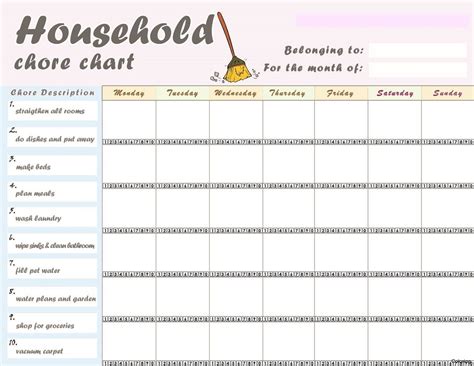 Printable Chore Charts For Adults Printable Free Templates