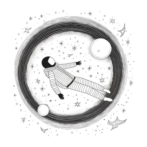 Premium Photo A Black And White Drawing Of A Person Floating In Space