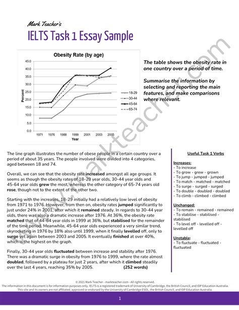 Task 1 Essay Sample Line Graph Obesity Rates Ielts With Mark Teacher