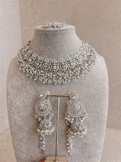 Lalita Silver Pearl Necklace Set Sokora Jewels