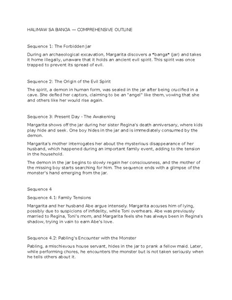 Halimaw Sa Banga Halimaw Sa Banga — Comprehensive Outline Sequence 1 The Forbidden Jar During