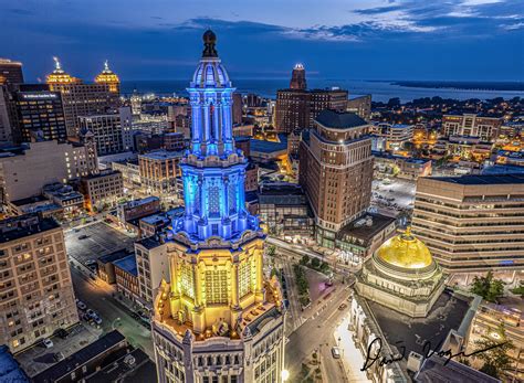 Buffalo New York Skyline Electric Tower At Night Canvas Etsy