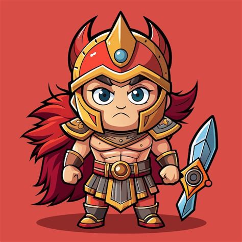 Cartoon Warrior With Sword Red Hair And Helmet Premium Ai Generated
