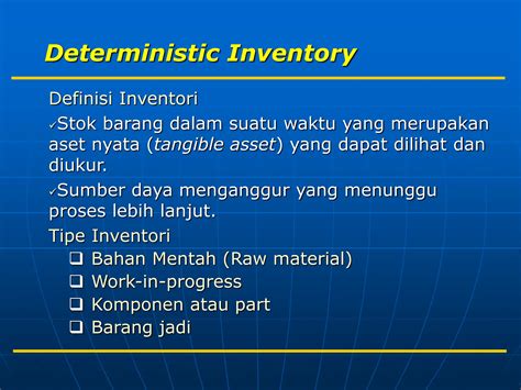 Model Persediaan Deterministik For Planning Ppt