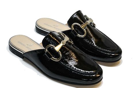 Roberto Serpentini Womens Black Leather Naplak Mule 1097 Luisa Boutique