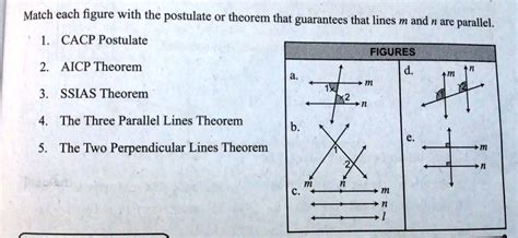 Text Match Each Figure With The Postulate Or Theorem That Guarantees