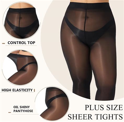 Aaronano 2 Pairs Womens Shiny Pantyhose Plus Size Oil Shiny India Ubuy