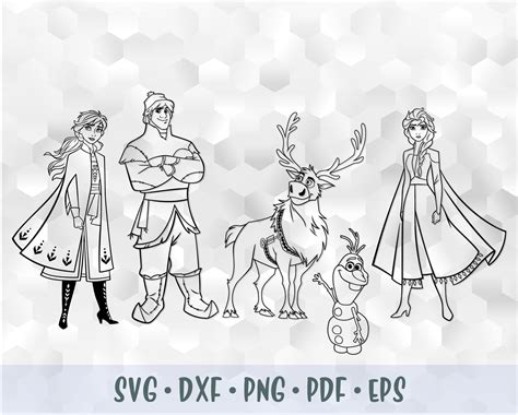 Svg Png Frozen 2 Anna Elsa Olaf Sven Kristoff Cut Files Cricut Etsy