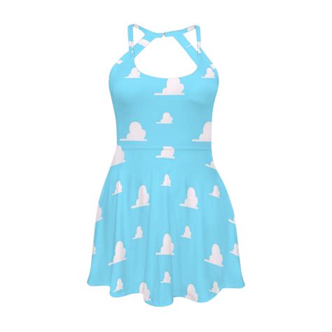 Cloud Print Open Back Flare Skirt Active Dress Park Pixie And Co