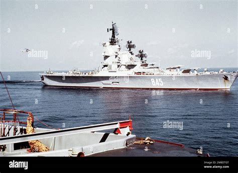 A Starboard Bow View Of The Sovier Moskva Class Helicopter Cruiser