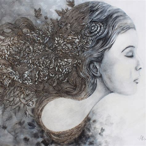 Surreal Art Woman With Leaves Butterflies And Shells Print Ak Organic