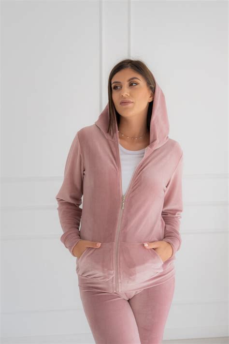 Komplet Welurowy Ciążowy Paula Brudny Róż Limone