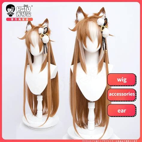 Genshin Impact Cos Hina Cosplay Wig Gorou Womens Sex Turn Ears Rice