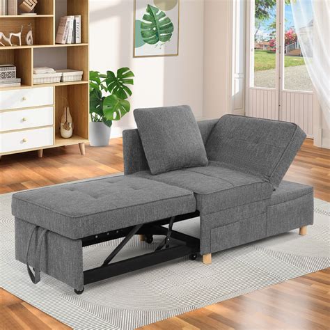 Ebern Designs Heron 4 In 1 Convertible Sleeper Sofa Modern Loveseat