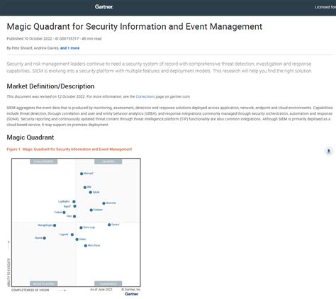 2022 Magic Quadrant For Security Information And Event Management Siem