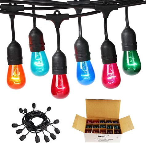 Colored Outdoor String Lights 24ft Weatherproof Connectable