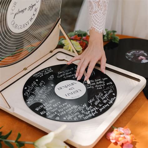Personalized Wedding Guestbook Alternative Vinyl Record Guest Book Si