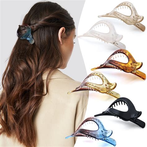 D 6pcs Flat Claw Clips French Concord Flat Hair Clips For Women Flat Hair Clips