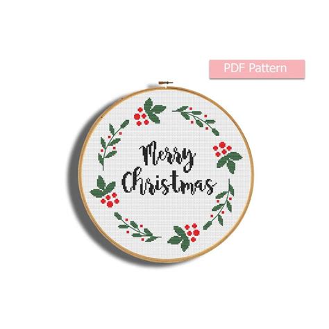 Merry Christmas Pattern Pdf Christmas Cross Stitch Pattern Christmas