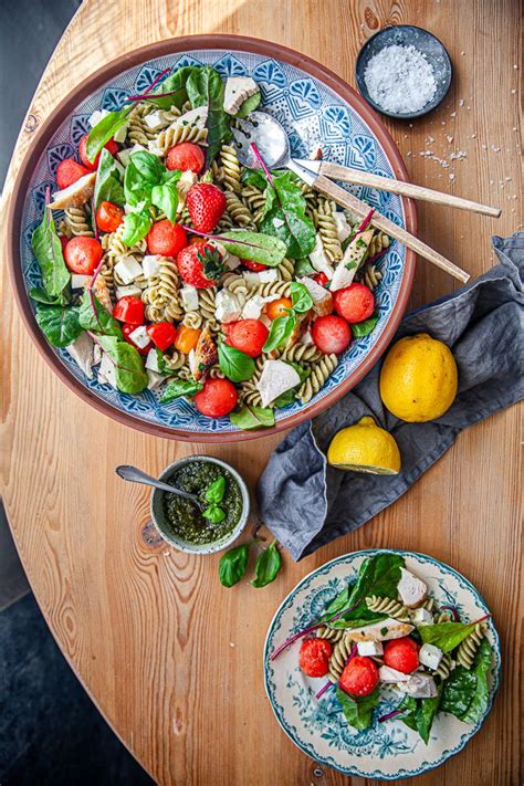 Pastasallad Med Pesto Och Kyckling