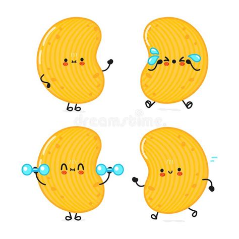 Funny Cute Happy Chips Characters Bundle Set Vector Hand Drawn Doodle