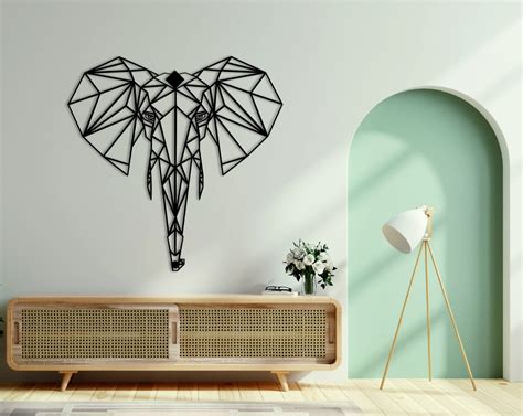 Metal Geometric Elephant Head Artwildlife Lover T Elephant Metal