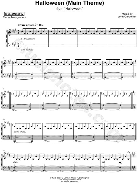 Musicmike512 Michael Tai Halloween Main Theme Sheet Music Piano