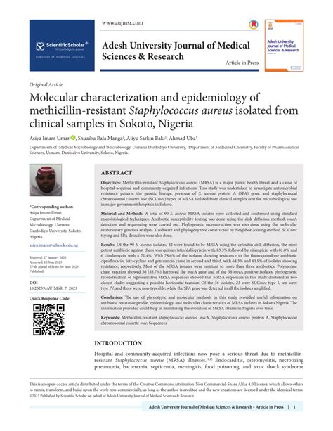 Pdf Molecular Characterization And Epidemiology Of Methicillin