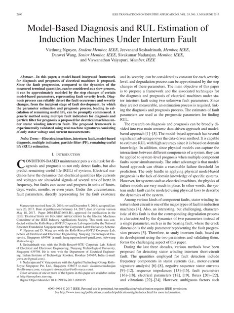 Pdf Model Based Diagnosis And Rul Estimation Of Induction Machines