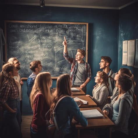 Premium Ai Image A Group Of Students Are Standing In Front Of A