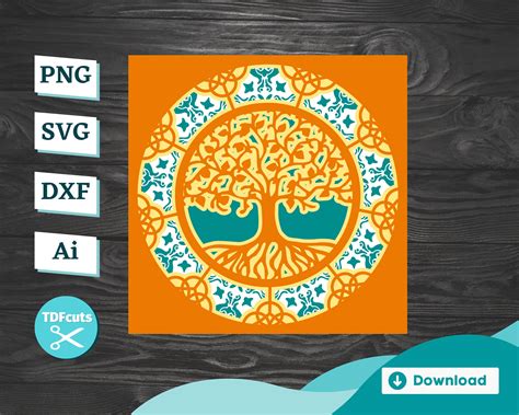 Tree Of Life Scene Template Cut File In PNG SVG DXF Ai Layered Cardstock For Cutting