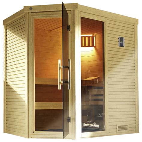 Weka Ecksauna Cubilis 2« Ohne Ofen 195 X 205 X 195 Cm Mit Fenster Hagebau De