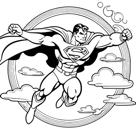 Superman Flying Through The Sky Coloring Page Coloring Jungle