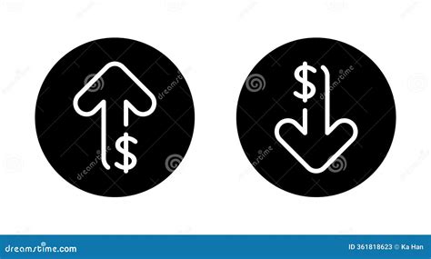 Up And Down Dollar Arrow Outline Icon On Black Circle Increase And Decrease Usd Sign Symbol