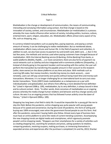 Critical Reflection Task 2 Truong Nguyen Hanh Trang Critical