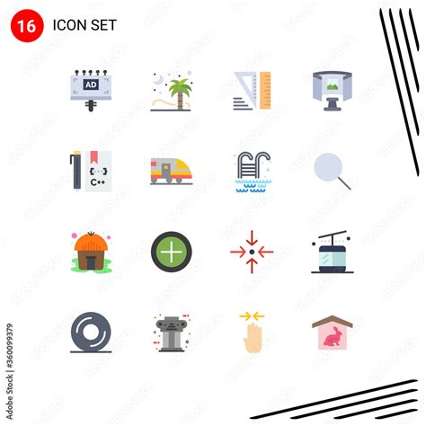16 Thematic Vector Flat Colors And Editable Symbols Of Code Technology